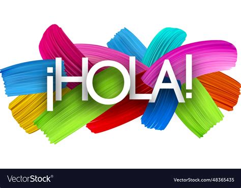 Hello At Spanish Paper Word Sign With Colorful Vector Image