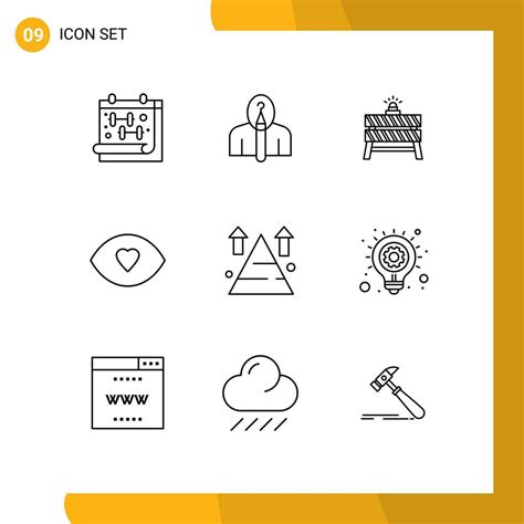 9 Thematic Vector Outlines And Editable Symbols Of Vision Face Creative Eye Closed Editable