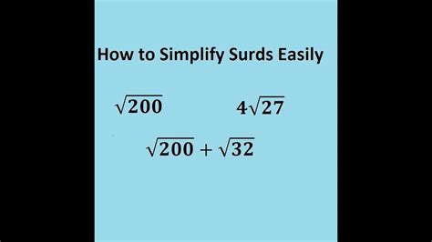 Simplifying Surds Easily The Trick For Gcse And A Level Core 1 Maths Revision Video Youtube