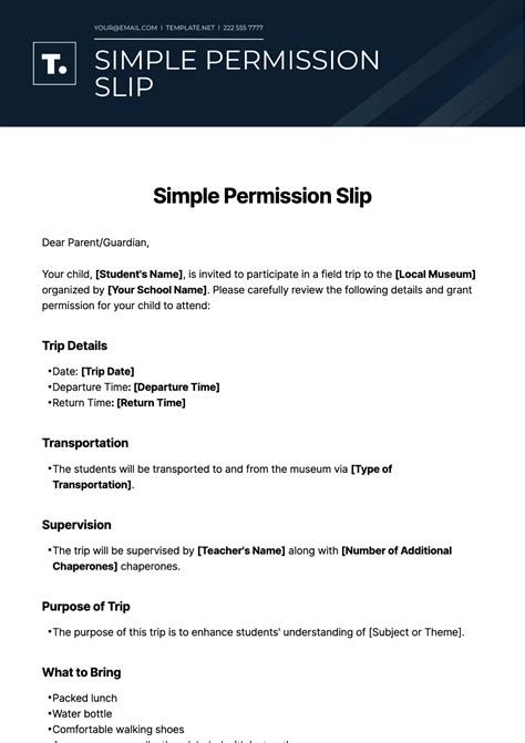 Free Permission Slip Templates To Edit Online