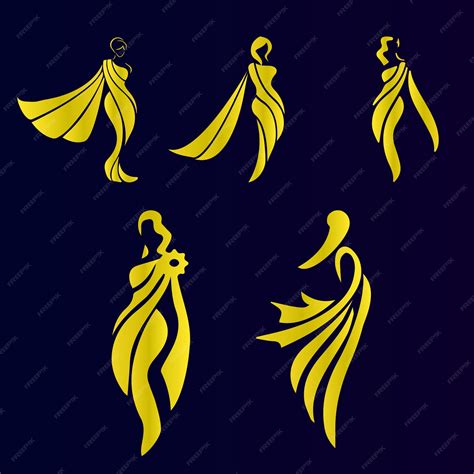 Une Série De Logos De Reine Dorée De Qualité Supérieure Vecteur Premium