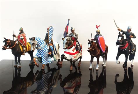 Frontline Figures Groep Van 5 Bereden Middeleeuwse Ridders 1980