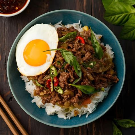 Premium Photo Pad Krapow Moo Basil Beef