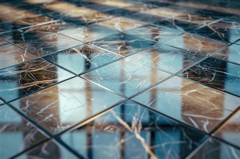 Row Of Objects On Tiled Floor Premium Ai Generated Image