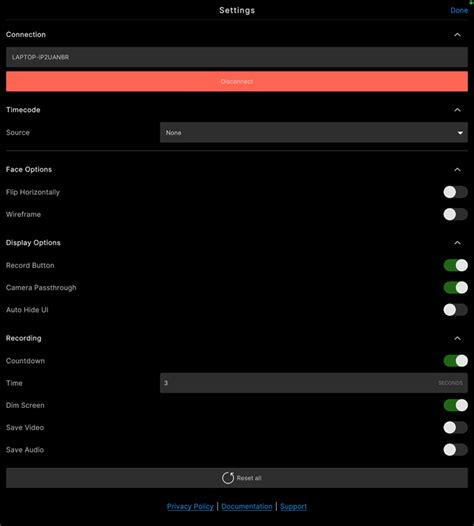 Face Capture Settings Live Capture 400