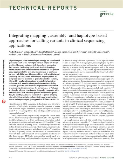 Pdf Integrating Mapping Assembly And Haplotype Based Approaches For Calling Variants In
