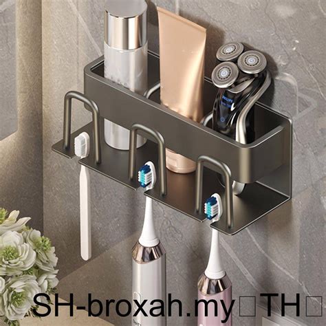 ชั้นวางแปรงสีฟัน ยาสีฟัน แบบโลหะ ติดผนัง ไม่ต้องเจาะ อเนกประสงค์ Shopee Thailand