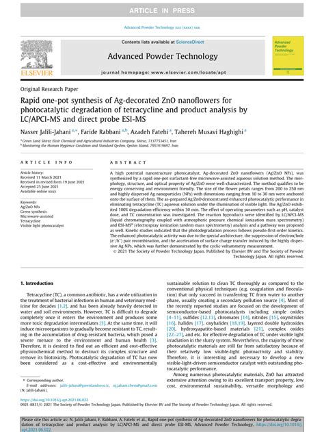 Pdf Rapid One Pot Synthesis Of Ag Decorated Zno Nanoflowers For Photocatalytic Degradation Of