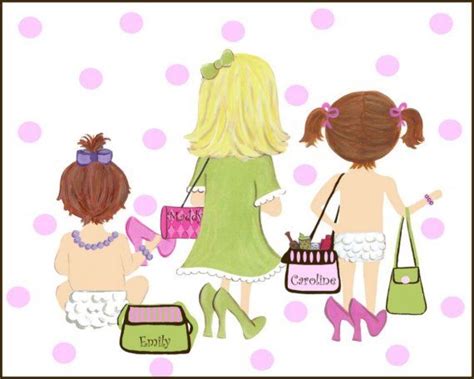 3 Prissy Sisters Art Print Free Personalization Nursery Decor