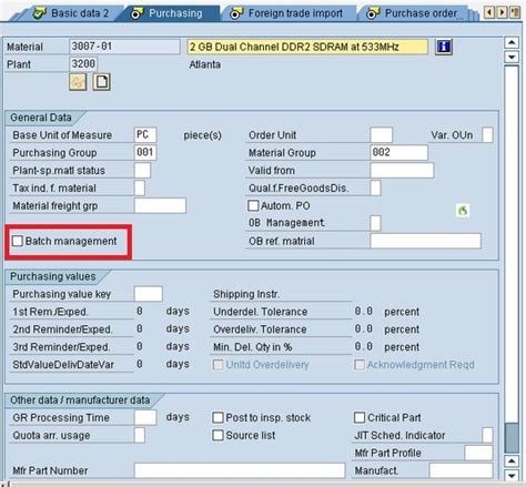 Sap Mm Batch Management Tick Mark In Material Master Sap