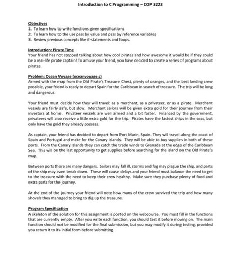 Solved Introduction To C Programming Cop 3223 Obiectives