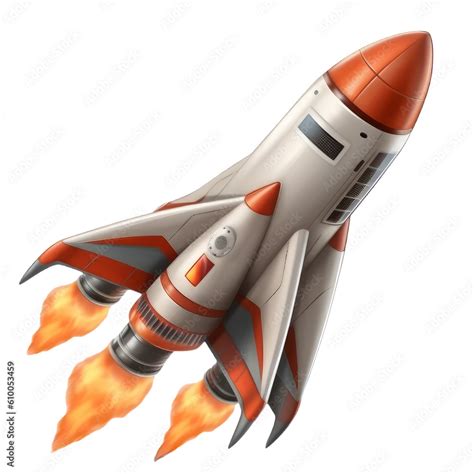 An Illustration Of A Spaceshiprocket Ship Taking Off With Fire On A