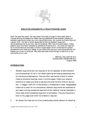 Fillable Online SKELETON ARGUMENTS A PRACTITIONERS GUIDE Fax Email