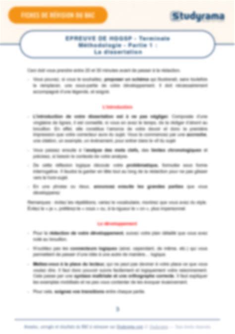 SOLUTION Fiche De Revision Hggsp Terminale Methodologie Hggsp Partie La Dissertation