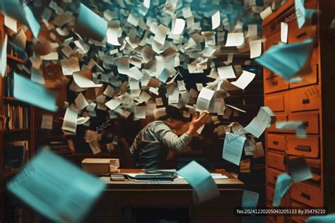 Ai创作图超负荷工作 凌乱的办工作 杂乱的秩序 3d立体插画风格 努力工作档案局档案室 数据超负荷 信息超负荷 井然有序的混乱 视污染 努力工作系列作品 悬浮创意图 杂乱无序 快递爆仓 杂乱