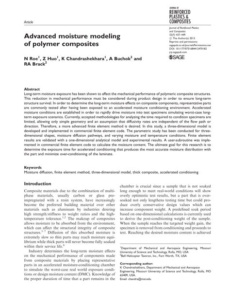 Pdf Three Dimensional Simulation Of Moisture Diffusion In Thick Composites