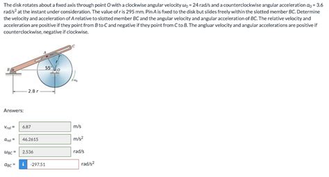 solved the disk rotates about a fixed axis through point