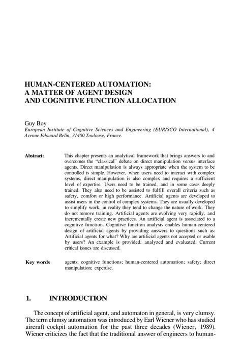 pdf human centered automation a matter of agent design and cognitive