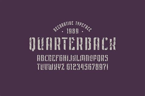 스텐실 플레이트 좁은 스포츠 스타일에서 산세리프 글꼴 컴퓨터 글자에 대한 스톡 벡터 아트 및 기타 이미지 컴퓨터 글자 그런지 이미지 기법 미식 축구 Istock