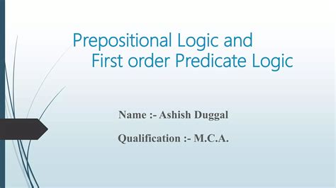 artificial intelligence ai prepositional logic pl and first order predicate logic fopl