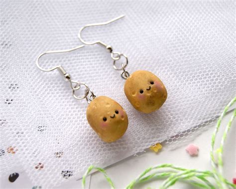 Cute Potato Earrings Kawaii Food Earrings Polymer Clay Cute Etsy