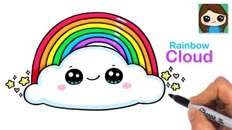 آموزش نقاشی به کودکان ابر رنگین کمانی ☁️