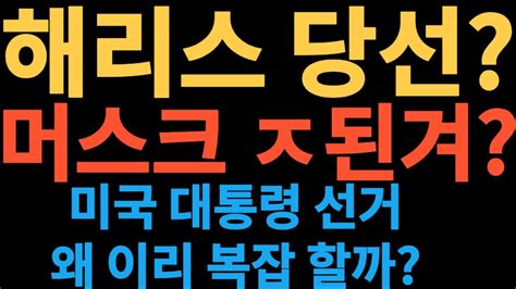 해리스 당선머스크 ㅈ 된겨미국 대통령 선 왜 이리 복잡 할까 Youtube