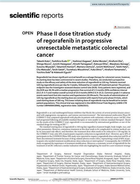 Pdf Phase Ii Dose Titration Study Of Regorafenib In Progressive