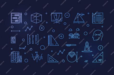 Premium Vector Mathematics Education Vector Line Horizontal Blue Banner Math Concept Outline