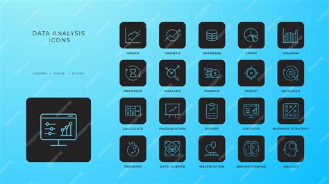 Premium Vector Data Analysis Icons Collection With Black Filled Line Style Analytics Chart