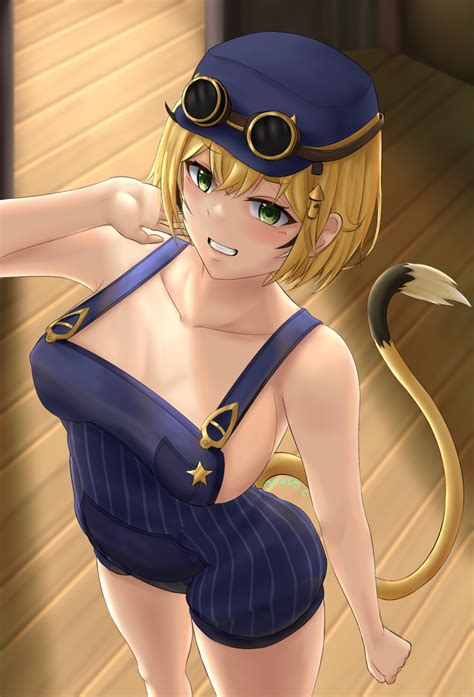Rule 34 Artist Name Blonde Hair Breasts Cleavage Clenched Fist Conductor Hat Conductor Uniform