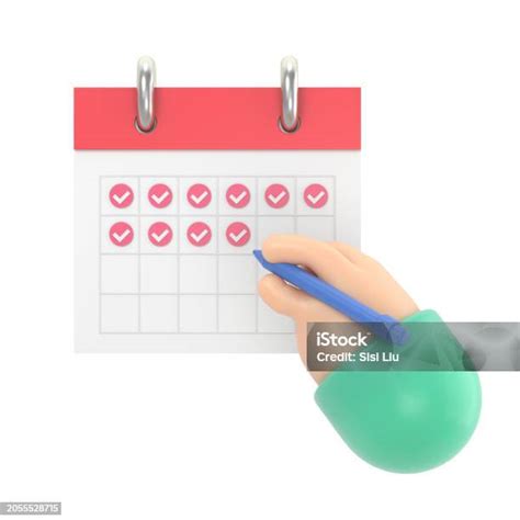 만화 제스처 아이콘 Mockupbusinessman 손 달력에 표시 흰색 배경에 3d 렌더링 3차원 형태에 대한 스톡 사진 및 기타 이미지 Istock