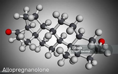 Allopregnanolone Brexanolone 분자 그것은 자연적으로 발생하는 신경 스테로이드 산후 우울증 Ppd의 치료에 사용됩니다 3d 렌더링 3차원 형태에 대한