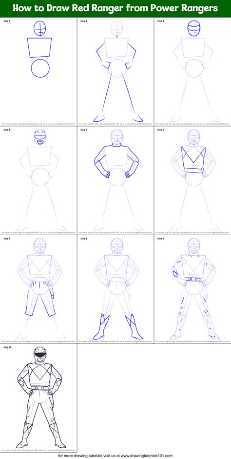 How To Draw Red Ranger From Power Rangers Power Rangers Step By Step DrawingTutorials Com