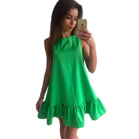 Sexy Ruffles Women Dress Summer Sleeveless Casual A Line Bodycon Dress
