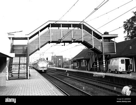 View Of Perrons And The Pedestrian Bridge Of The N S Station Putten In Putten With An