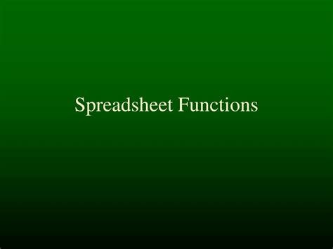 Ppt Spreadsheet Functions Powerpoint Presentation Free Download Id