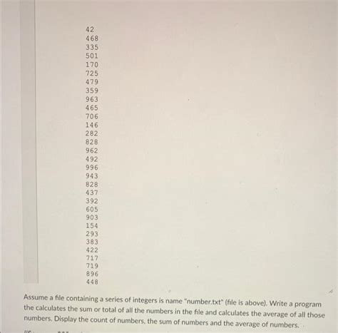 Solved In Phython Use Numberstxt For File Name And Numbers
