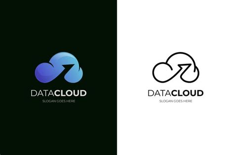 Premium Vector Cloud Data Computing Logo Icon Design With Arrow Up Internet Data Storage Sign