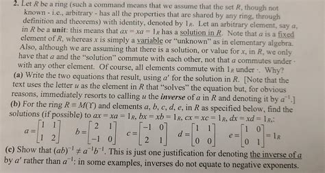 Solved 2 Let R Be A Ring Such A Command Means That We