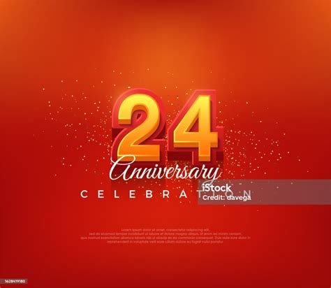 대담한 붉은 색의 기념일 축하를 위한 현대적인 24번째 숫자 디자인 인사말과 축하를 위한 프리미엄 벡터 배경입니다 0명에 대한 스톡 벡터 아트 및 기타 이미지 Istock