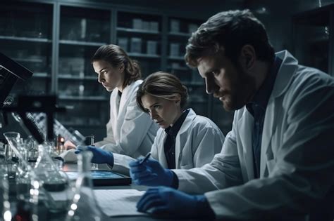 Premium Ai Image Team Of Scientists Working In A Laboratory Carefully
