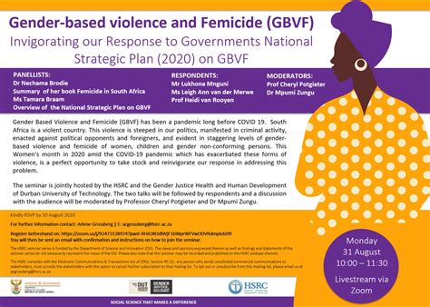 Gender Based Violence And Femicide Gbvf Hsrc