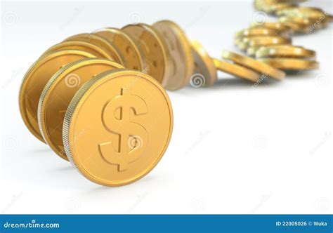 Row Of Coins Collapsing Stock Illustration Illustration Of Coin 22005026