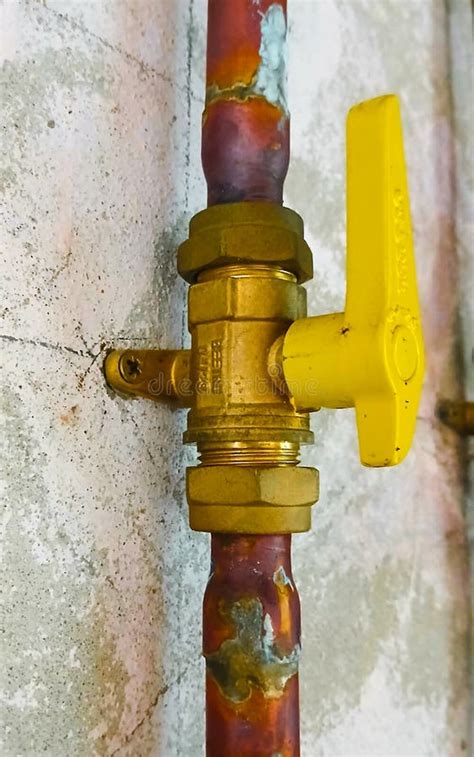 Gas Isolation Valve On Pipes Inside The House Stock Image Image Of Machine Metal 346321791