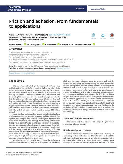 Friction And Adhesion From Fundamentals To Applications Request Pdf
