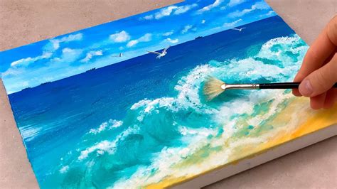 Найпростіший спосіб намалювати морські хвилі Техніка малювання акрилом Youtube