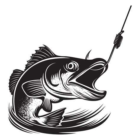 Fishing Hook And Fish Vector Illustration Fish Catching With Hook