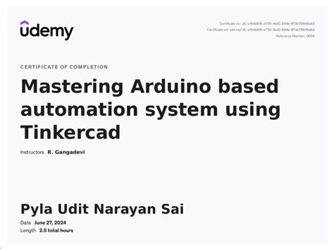 Udit Narayan Sai Pyla On Linkedin Arduino Automation Tinkercad Udemycourse Continuouslearning
