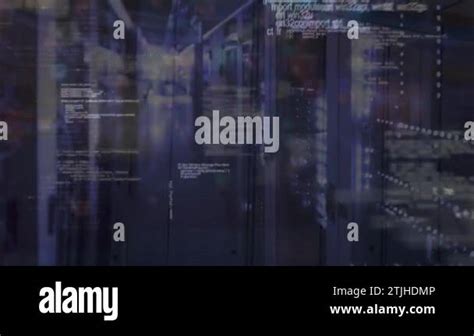 Animation Of Light Spots Floating And Data Processing Against Empty